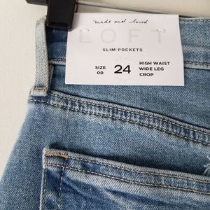 LOFT | Jeans | Loft Let Down Hem High Rise Wide Leg Crop Jeans | Poshmark